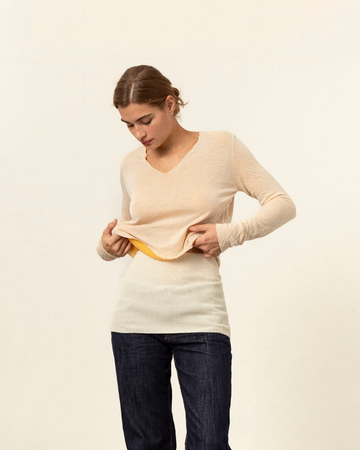 Haramaki Merino Wool Ecru - Japanese Thermal Girdle | Happy Belly Barcelona