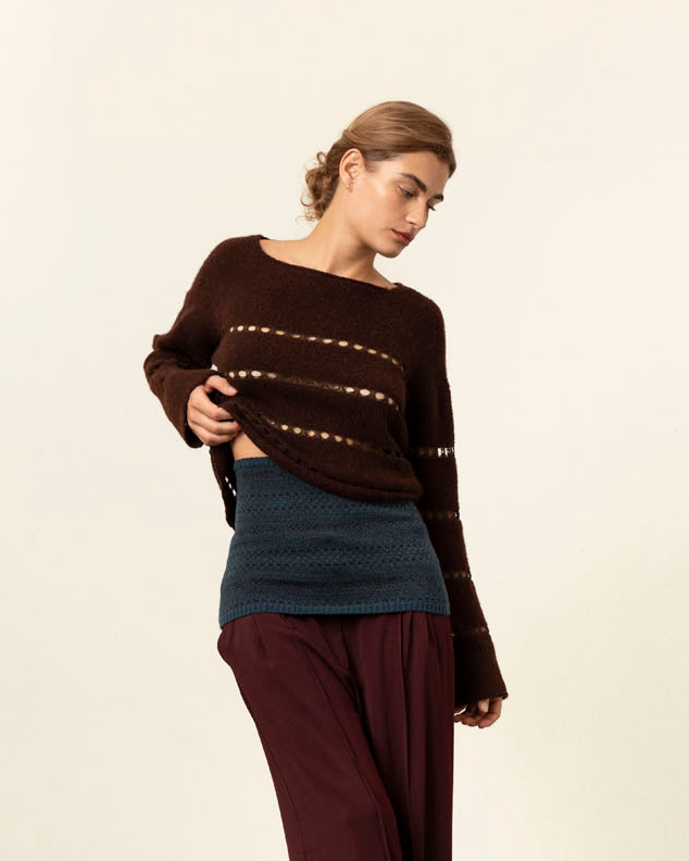 Haramaki Merino Wool Blue and Gray Jacquard - Japanese Thermal Girdle ...